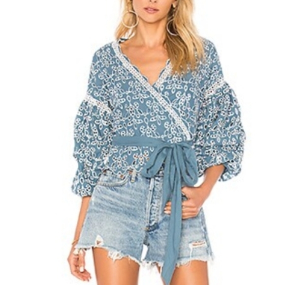 SAYLOR | Tops | Saylor Reed Top Wrap In Teal | Poshmark